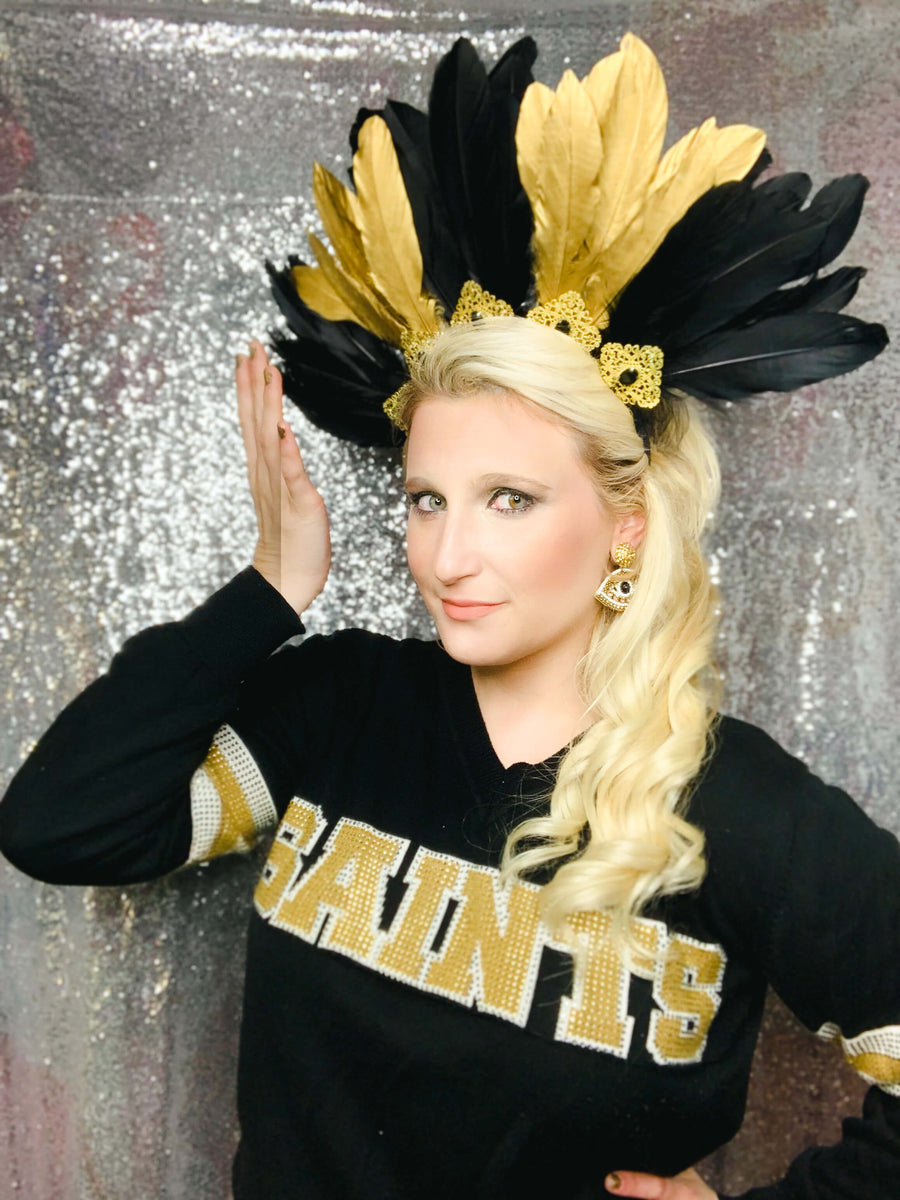 Saints Black & Gold Feather Crown – Crowned By Ellie